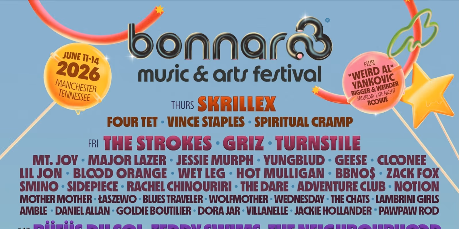 “Weird Al” Yankovic, Teddy Swims & More Join 2026 Bonnaroo Lineup