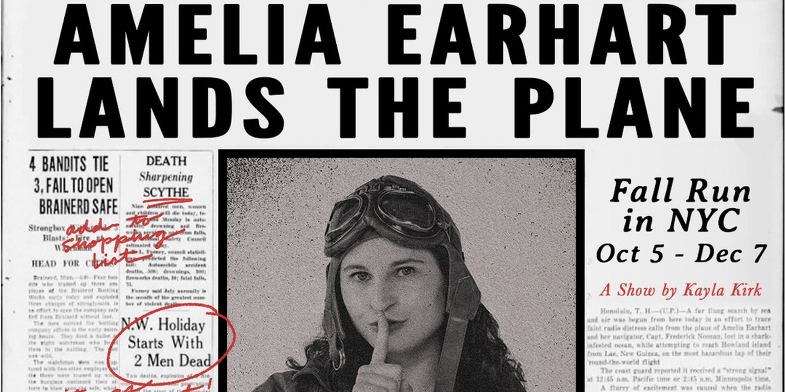 AMELIA EARHART LANDS THE PLANE: A SOLO SHOW is Coming to Brooklyn Venues