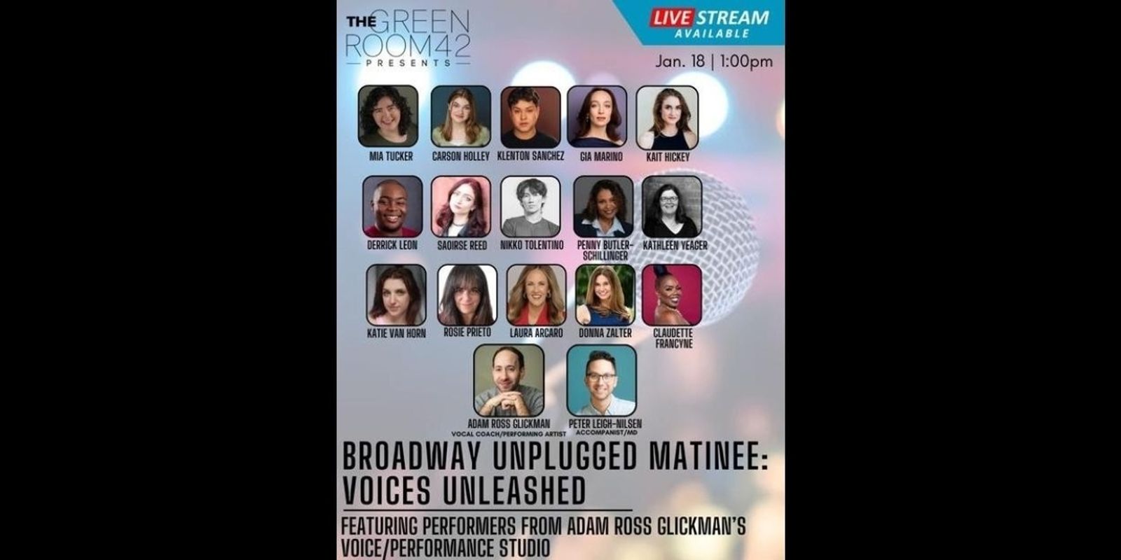 BROADWAY UNPLUGGED MATINEE: VOICES UNLEASHED Comes To The Green Room 42 ...