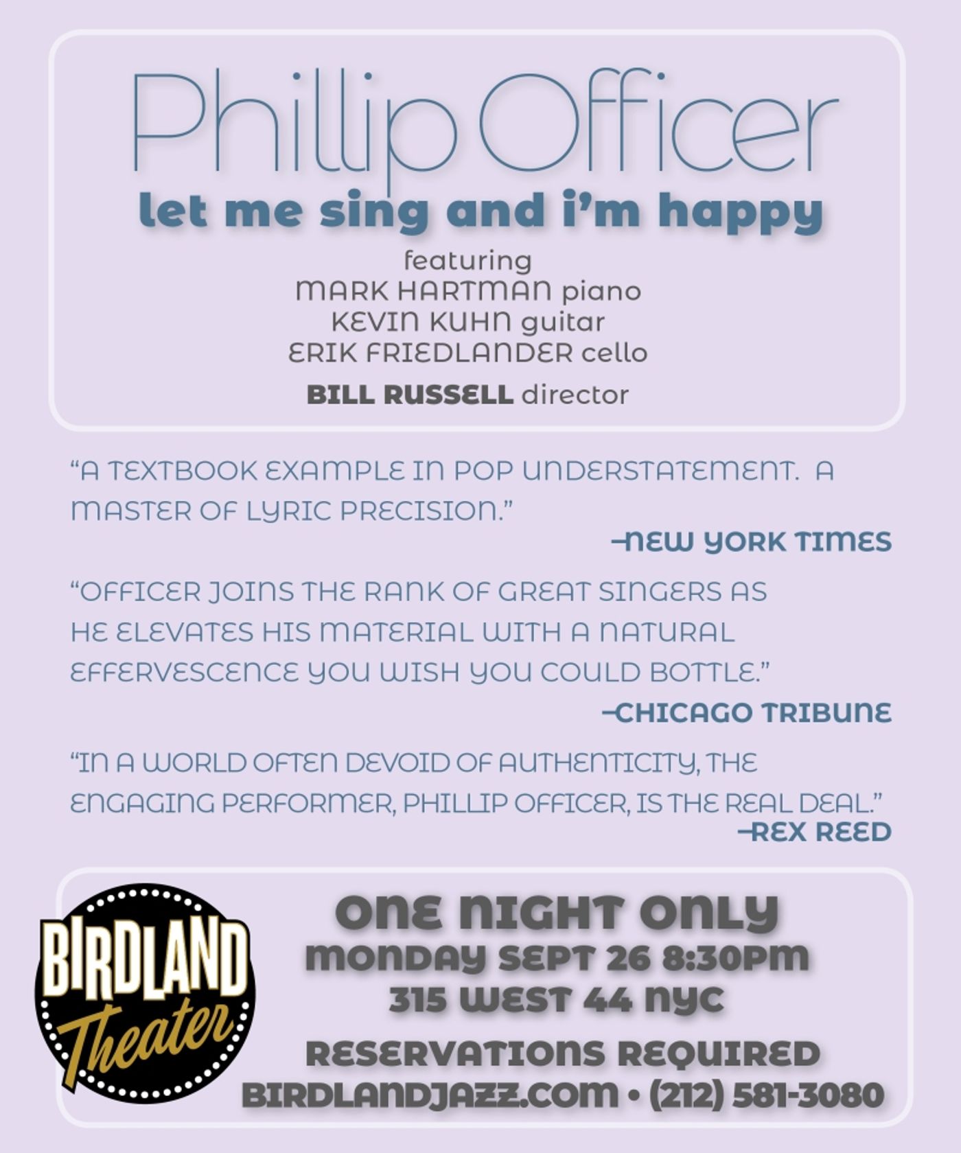 Phillip Officer Returns to New York Stage With LET ME SING AND I'M ...